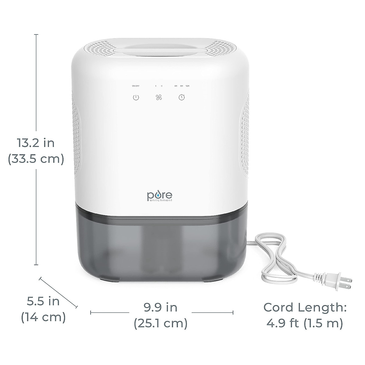 Pure Enrichment® PureDry™ Elite Dehumidifier – Extra-Large 2L Water Tank with Auto Shut-Off, Removes 20 oz. (600 mL) per day of Moisture from Closets, Bathrooms, RVs, Basements, Bedrooms, and Offices