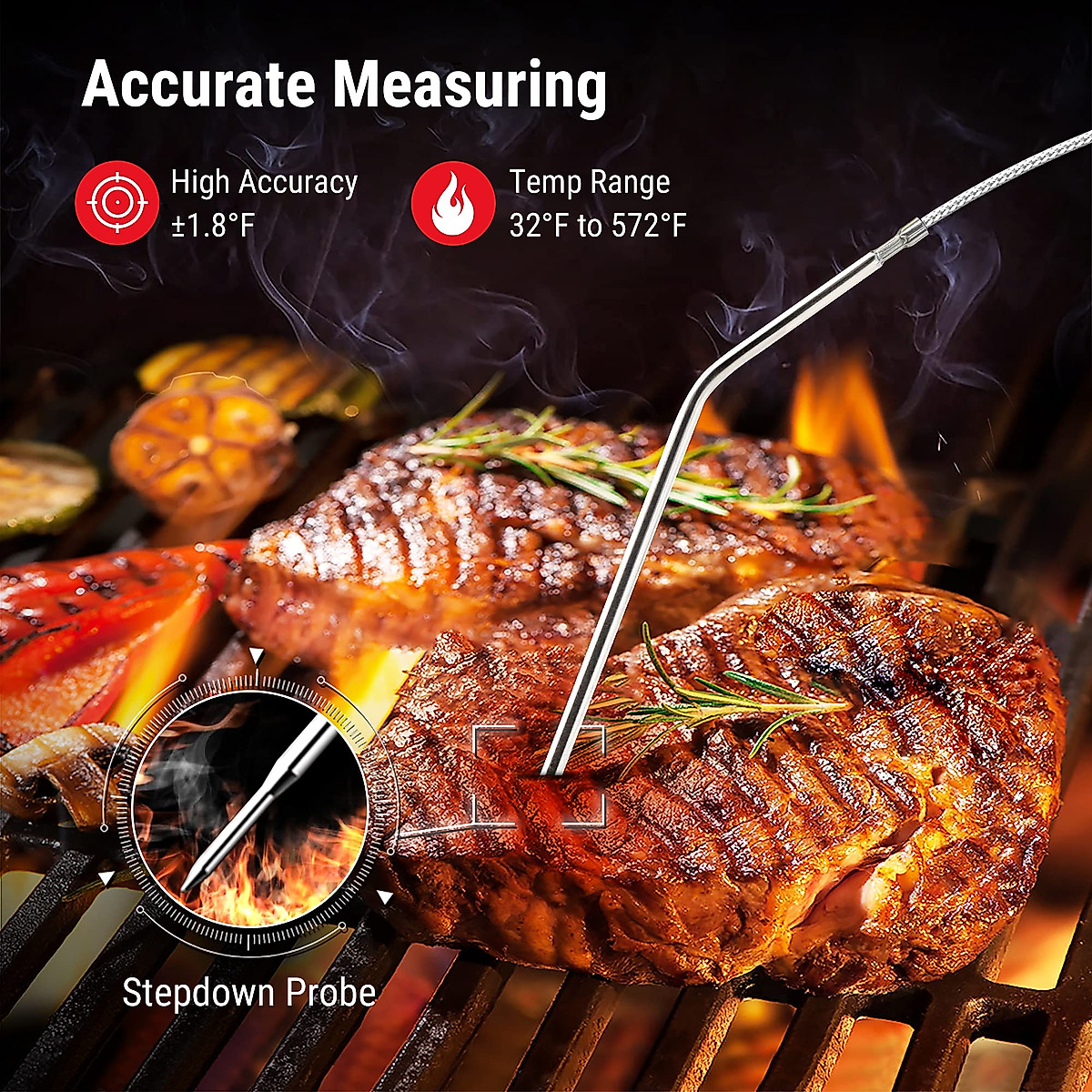 ThermoPro TP07 Wireless Meat Thermometer for Cooking, Digital Grill Thermometer with Temperature Probe, Smart LCD Screen BBQ Thermometer for Grilling, Oven Safe Food Smoker Thermometer for Kitchen