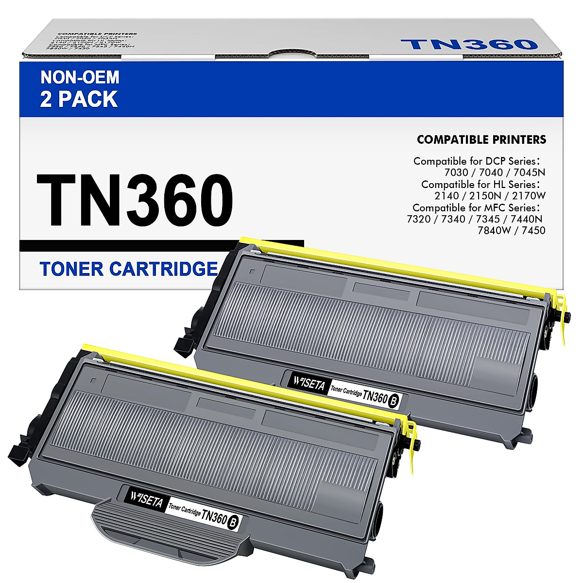 TN360 TN-360 TN330 High Yield Compatible Toner Cartridge Replacement for Brother TN360 TN330 TN-360 Compatible with DCP-7040 DCP-7030 MFC-7840W HL-2140 MFC-7340 MFC-7440N HL-2170W HL-2150N (2 Black)