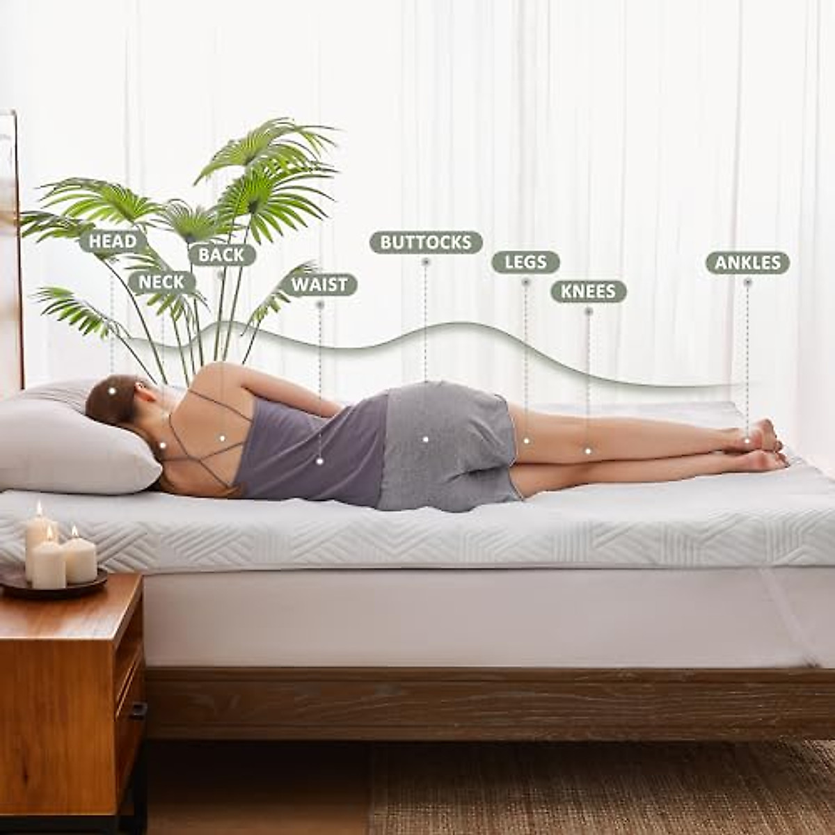 Memory Foam Mattress Topper Queen - 7-Zone Bed Topper with Air Mattress Cover - 3 inch Cooling Gel Bed Mattress Pad for Back Pain