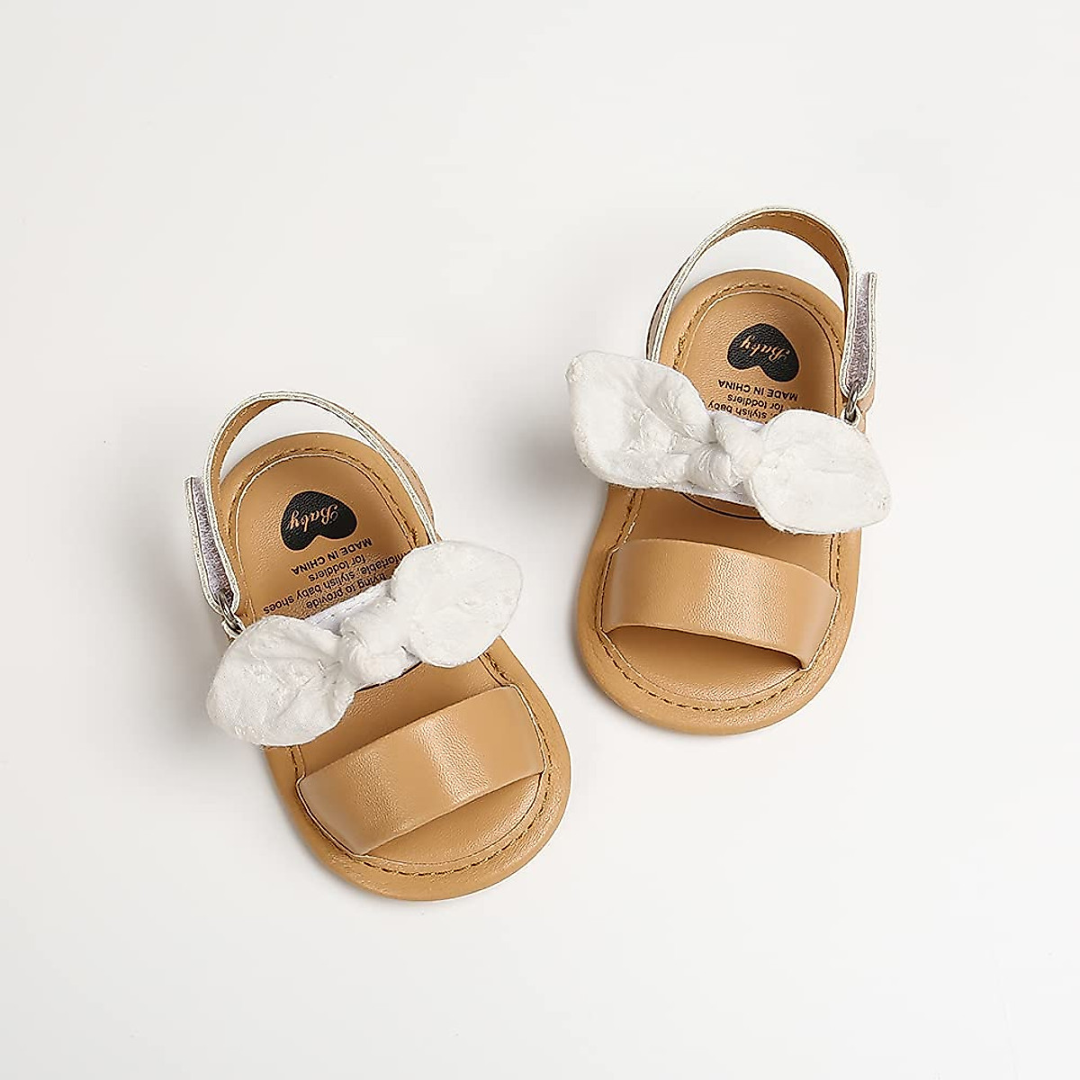 Ohwawadi Baby Girls Sandals Wedding Dress Mary Jane Flats Bowknot Princess Infant Shoes Soft Summer Newborn Crib Shoes First Walkers Prewalker Shoe