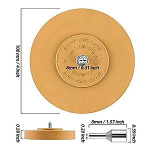 LUCKUT Decal Eraser Wheel 4 Inch Pin Stripe Removal Tool 1 Pack Adhesive Remover Wheel with Pad & Adapter Graphics Removal Tool Eraser Wheel Decal Remover (Solid Rubber Wheel)