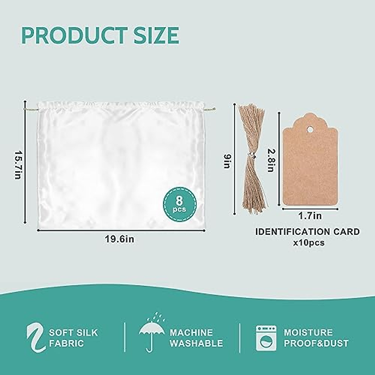8 Pcs Silk Purse Organizer Dust Cover Drawstring Bags Shoe Bag for Travel Satin Dust Bags for Purses Handbags Shoes Boots,White(19.6 * 15.7 in)