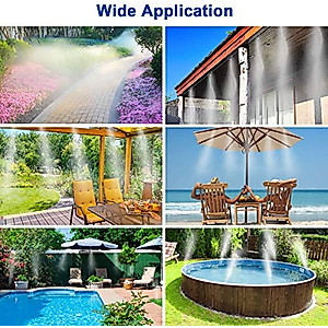 H&G lifestyles Misters for Patio Misting System 26.2FT (8M) Misting Line 8 Brass Mist Nozzles Brass Adapter DIY for Patio Garden Umbrellas Greenhouse Trampoline