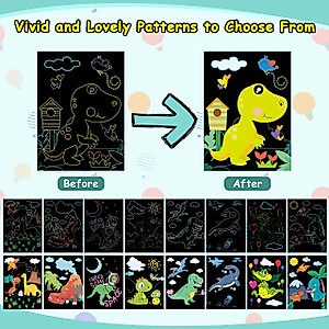 pigipigi Rainbow Scratch Set for Boys: 2 Style Scratch Paper Art Doodle Project Kits Color Crafts Art Supplies DIY Boards Best Birthday Christmas for Children 3 4 5 6 7 8 9 10 11 12 Years Old