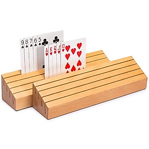 Yellow Mountain Imports Extra-Wide Solid Beechwood Playing Card Holders - Set of 2