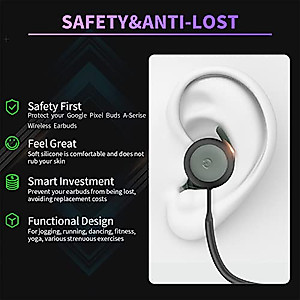WOFRO Anti-Lost Strap for Google Pixel Buds A-Series Earbuds, Sports Soft Silicone Lanyard Accessories Compatible with Google Pixel Buds A-Series Wireless Earbuds Neck Rope Cord (Black)