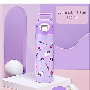 Hello Kitty Stainless Steel Insulated Water Bottle with Handle 500ml - Purple