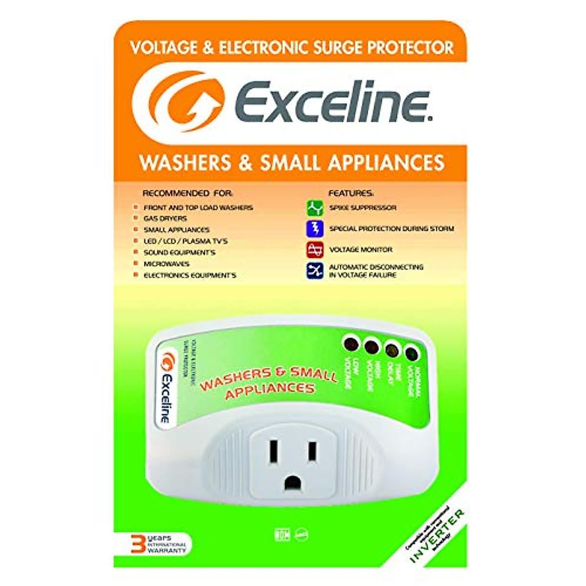 Electronic Surge Protector for Front and Top Load Washers, Gas Dryers, LED, LCD and Plasma Tv's