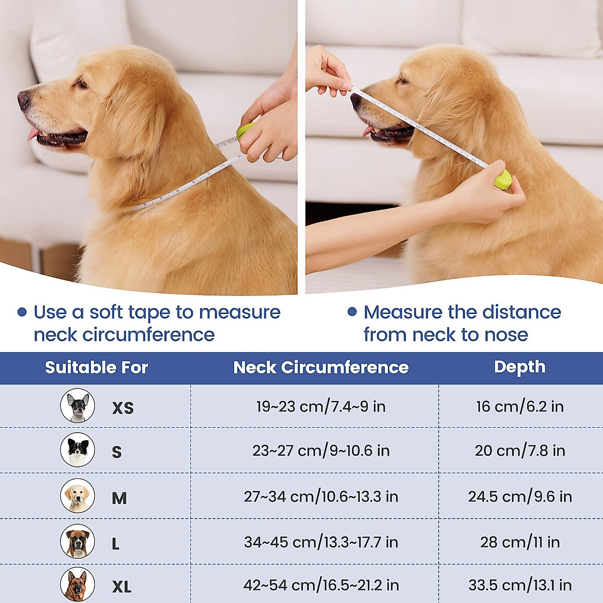 PETTOM Soft Dog Cone Collar, Adjustable Dog Recovery Cone Collar, Reflective Bands Breathable Elizabethan Collar for Large Medium Small Dogs Anti-Bite Anti-Lick Protective Wound (L)