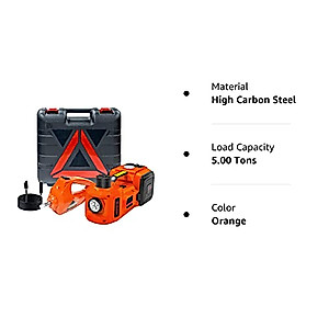 KIMHI Electric Car Jack Kit 5Ton 12V Hydraulic Car Jack with Electric Impact Wrench,Tire Inflator Air Compressor,4 in 1 Floor Jack Electric Jack for Car Sedan SUV MPV Truck with LED Light