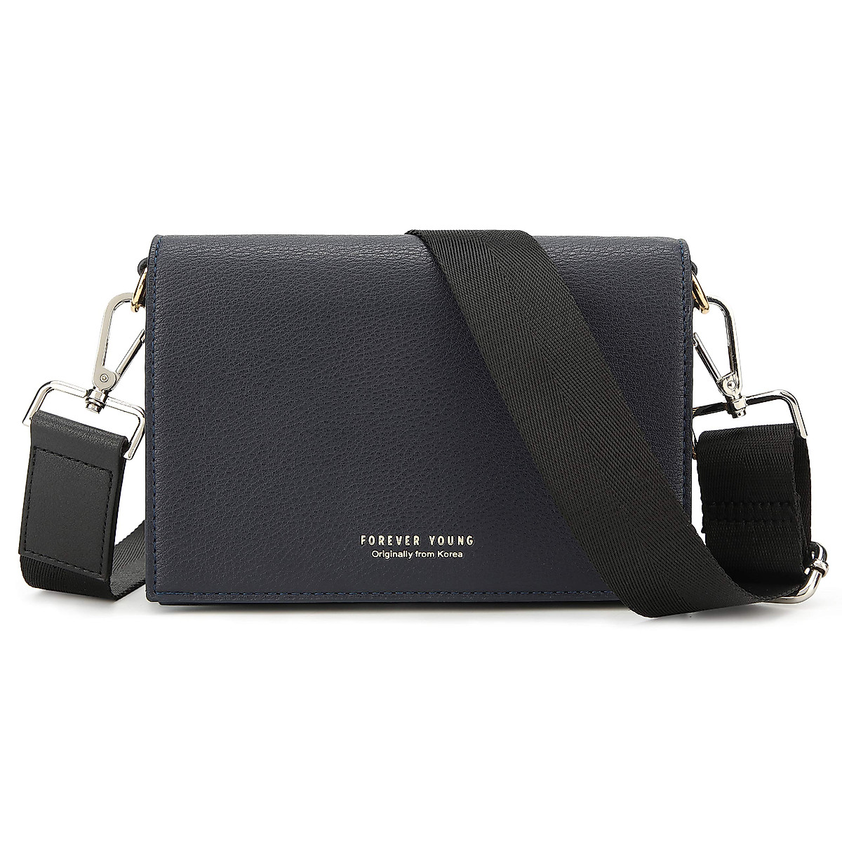 lola mae Wide Shoulder Strap Replacement Adjustable, Removable Guitar Style Multicolor Canvas Crossbody Strap for Handbags (Black-Silver hardware AS148)