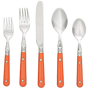 Ginkgo International Le Prix 20-Piece Stainless Steel Flatware place Setting, Persimmon, Service for 4