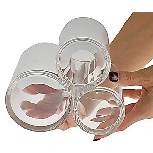 ARAD Cotton Ball, Swab, Q-tip Storage Set, 1-Piece, 3 Compartment, Clear Acrylic Jar Container with Bamboo Lid, Easy Organization on Bathroom Counters, Under-Sink Placement-6"D x 4.5" H