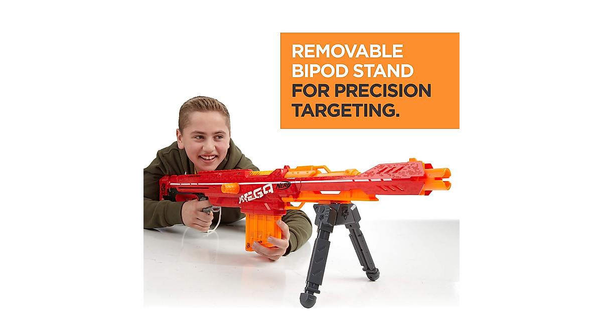 Nerf Centurion Mega Blaster: 100-Ft Range & Bipod for Accuracy