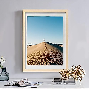 Kilarero 12x16 Picture Frame Set of 2, Made of Solid Wood Covered by Plexiglass Display 11x14 with Mat or 12x16 Without Mat for Wall or Tabletop, Photo Frame for Horizontal and Vertical Display(Natural,12x16)