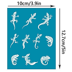 OLYCRAFT 4x5 Inch Clay Stencils Small Lizard Pattern Silk Screen for Polymer Silk Screen Stencils Lizard Mesh Transfer Stencils Animal Theme Mesh Stencil for Polymer Clay Jewelry Making