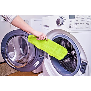 Washable Microfiber Mop Head (3 Pack) - Microfiber Replacement Mop Pads 16 x 5.5 Inches for Cleaning of Wet or Dry Floors - Professional Home/Office Cleaning Supplies, Blue