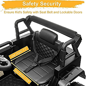 VALUE BOX Kids Ride On Truck 2.4G Remote Control, Kids Electric Ride-on Car 12V Battery Motorized Vehicles Age 3-5 w/ 3 Speeds, Spring Suspension, LED Lights, Horn, Music Player, Seat Belts (Black)