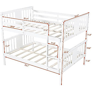 STP-Y Twin Over Twin Bunk Bed with Trundle, Solid Wood Bunk Beds for (White) (Color : White, Size : Full Over Full)