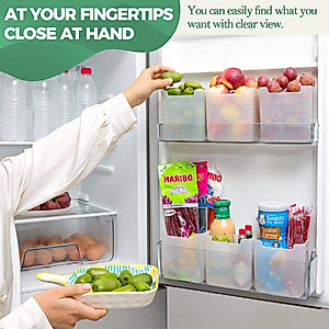 Set of 6 Refrigerator Organizer Bins, Door Shelf Basket Storage Bins for Fridge, Counter, Cabinet, Pantry Kitchen Organization and Food Storage - Plastic Organizers Bin, BPA Free