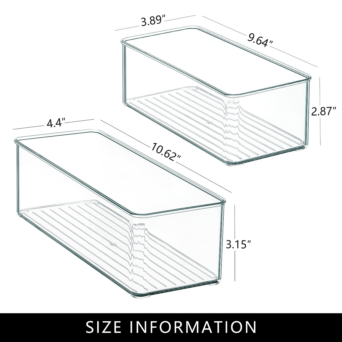 Qilinba 8 PACK Clear Stackable Drawer Organizer Bins, Plastic Organizer Bins for Cutlery Vanity Storage Tray for Bathroom Kitchen Office Desk Organizing