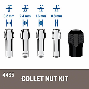 Dremel 4485 Quick Change Rotary Tool Collet Nut Set Medium