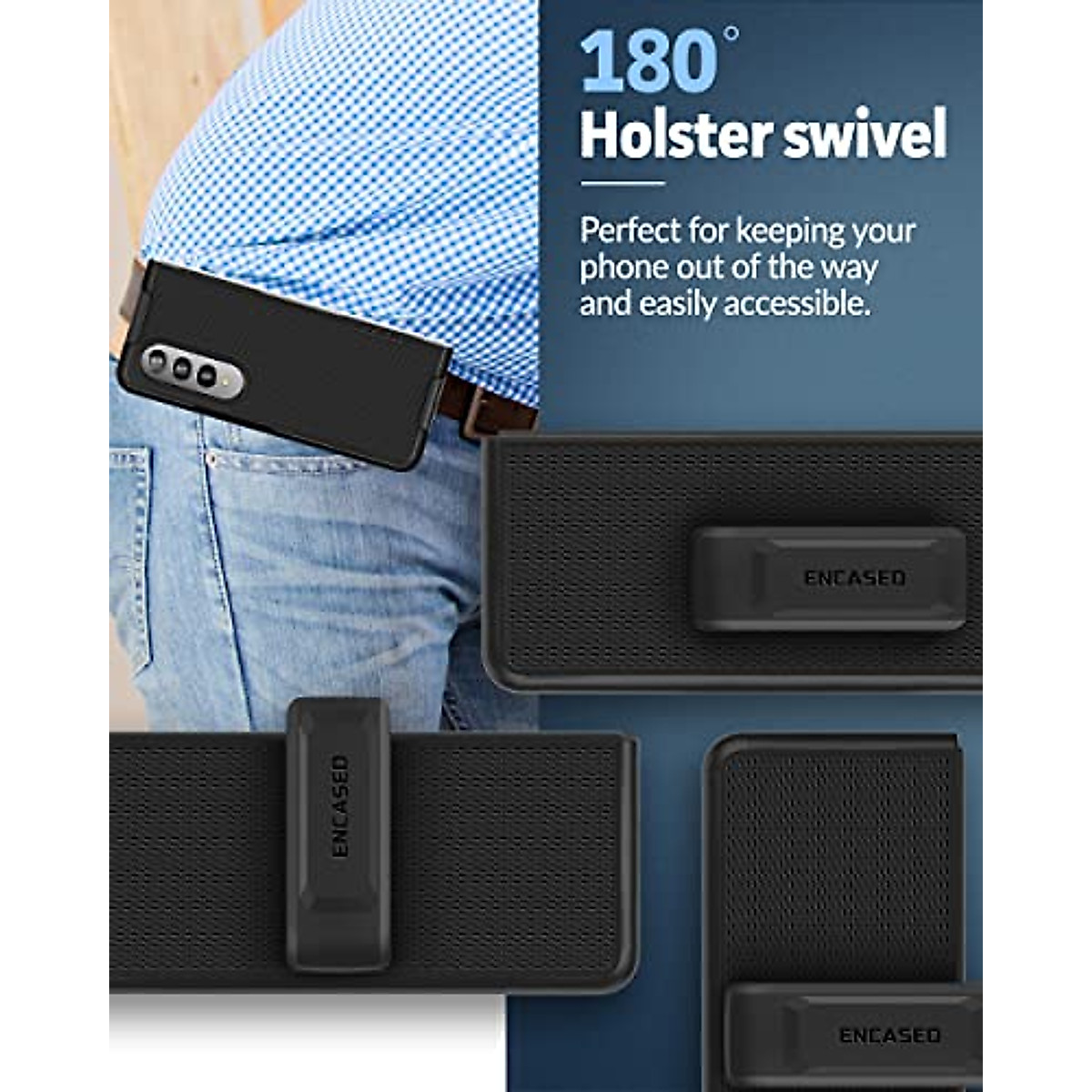 Encased DuraClip for Galaxy Z Fold 4 Belt Clip Case, Slim Front + Back Phone Case with Holster (2022 Samsung Z-Fold 4)