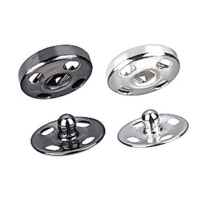 Kenkio 120 Sets Sew-on Snap Buttons Metal Snaps Fasteners Press Studs Buttons for Sewing , 8 mm and 10 mm,Black and Silver