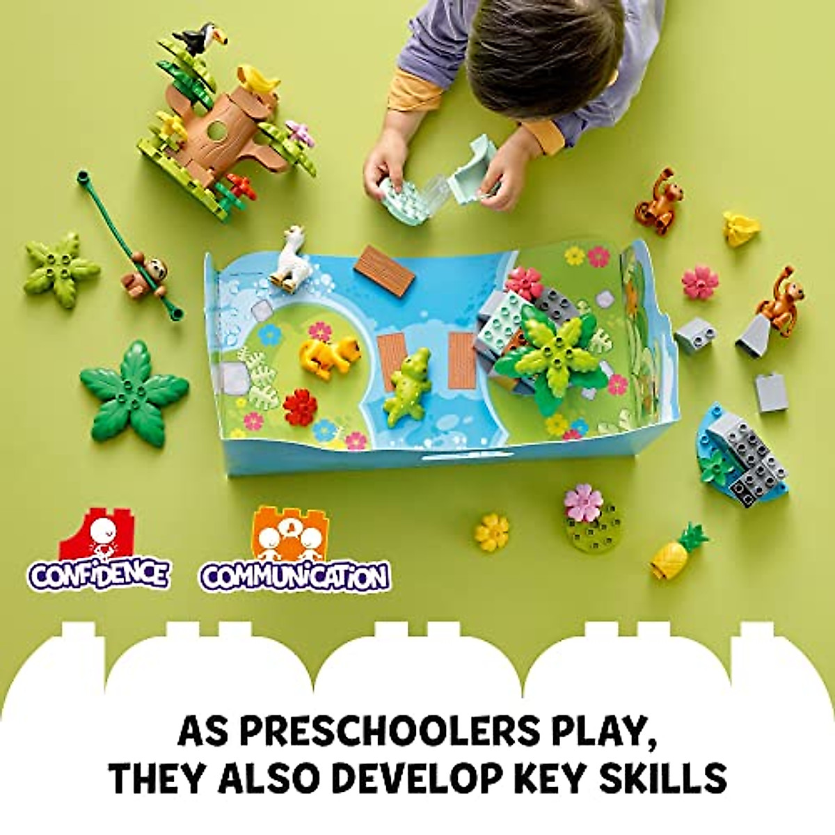 LEGO DUPLO Wild Animals of South America 10973 Educational Set - Featuring 7 Toy Animal Figures and Jungle Playmat, Early Learning and Motor Skill Toys for Toddlers, Girls, Boys, and Kids Ages 2+