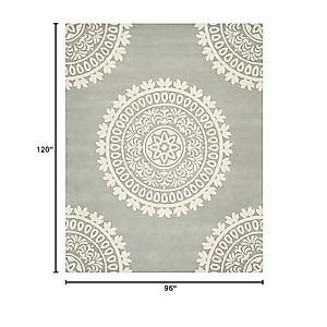 SAFAVIEH Bella Collection 8' x 10' Grey/Ivory BEL122A Handmade Premium Wool Area Rug