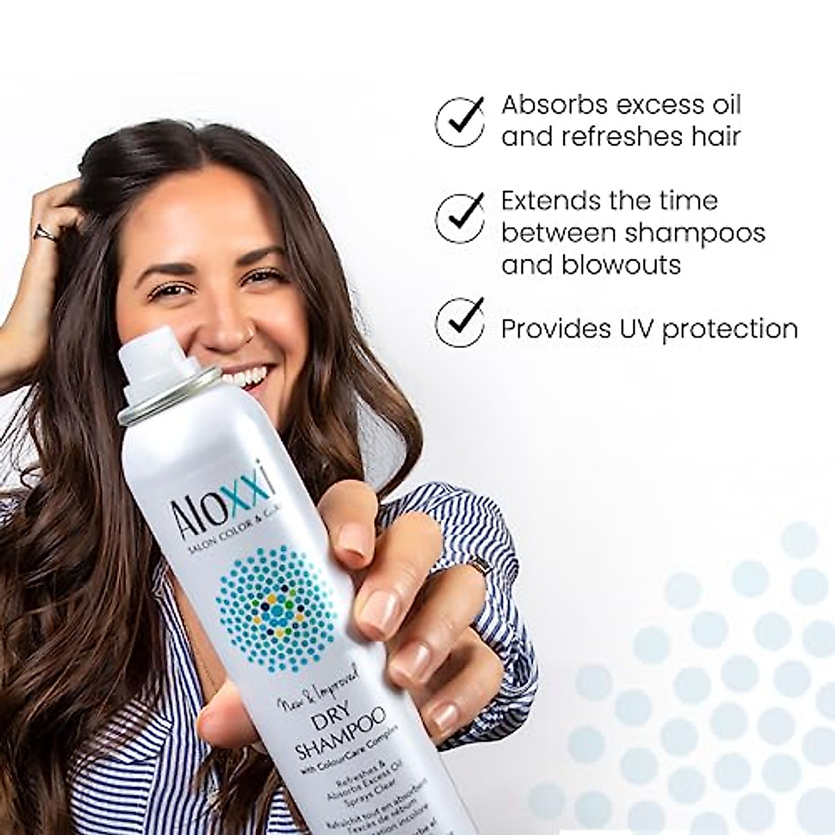 ALOXXI Dry Shampoo - Sprays Clear, Even on Dark Hair with Fragrance of Green Apple and Herbs - Absorbs Excess Oil and Refreshes Hair, 4.5 Fl. Oz