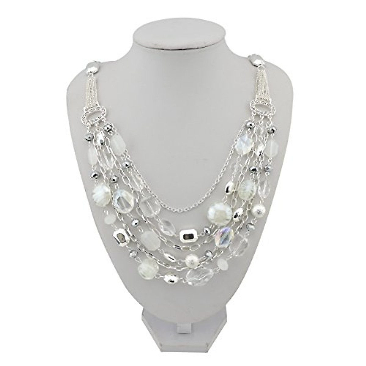 Bocar 4 PCS Newest Multi Layer Chain Crystal Colored Glaze Statement Women Strand Necklace (NK-10061-1 set)