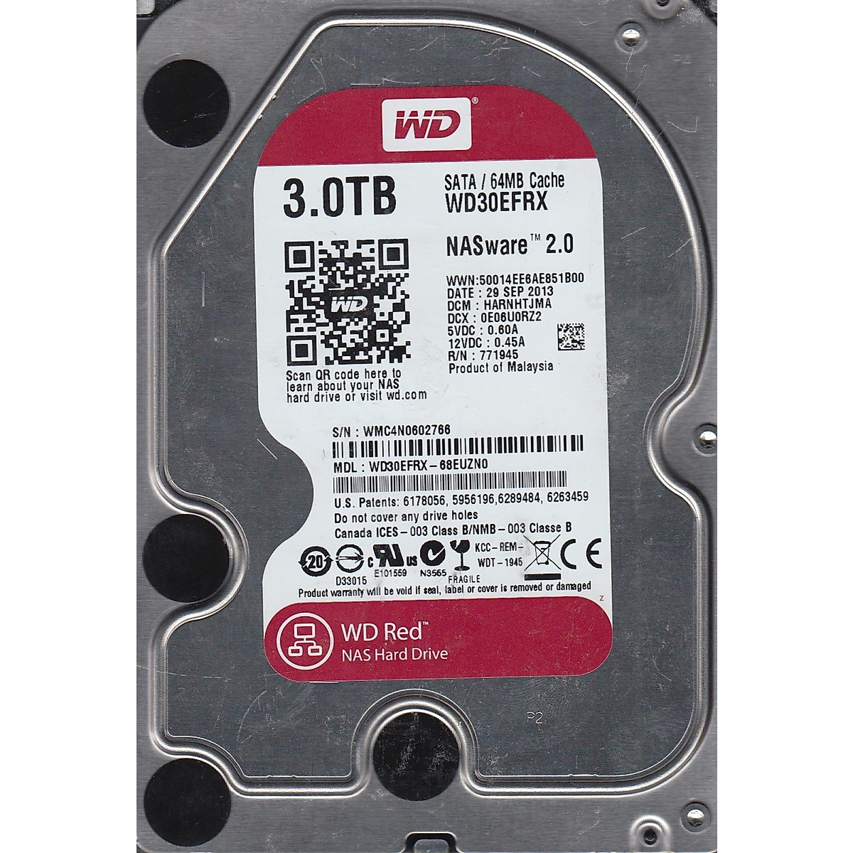 WD30EFRX-68EUZN0, DCM HARNHTJMA, Western Digital 3TB SATA 3.5 Hard Drive
