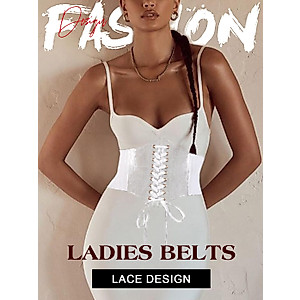 Asooll Fashion Elastic Corset Belt Wide Lace Waist Belt Party Club Prom Clothing Waist Corset for Women and Girls(White)