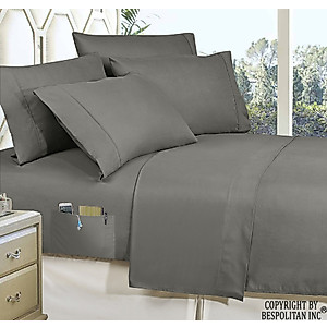 Elegant Comfort Luxury Best, Softest, Coziest 8-Piece Bed-in-a-Bag Comforter Set on Amazon Silky Soft Complete Set Includes Bed Sheet Set with Double Sided Storage Pockets, Full/Queen, Gray