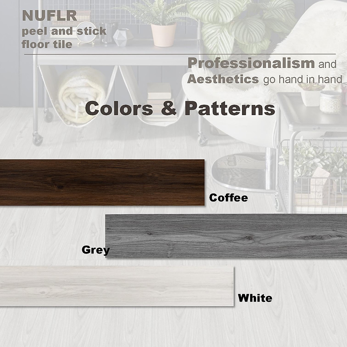 NUFLR Peel and Stick Floor Tile, Vinyl Flooring Natural Grey Wood, Easy to Install and Removable for Update Bathroom Kitchen RV (6 X 35In, 10 PCS)……
