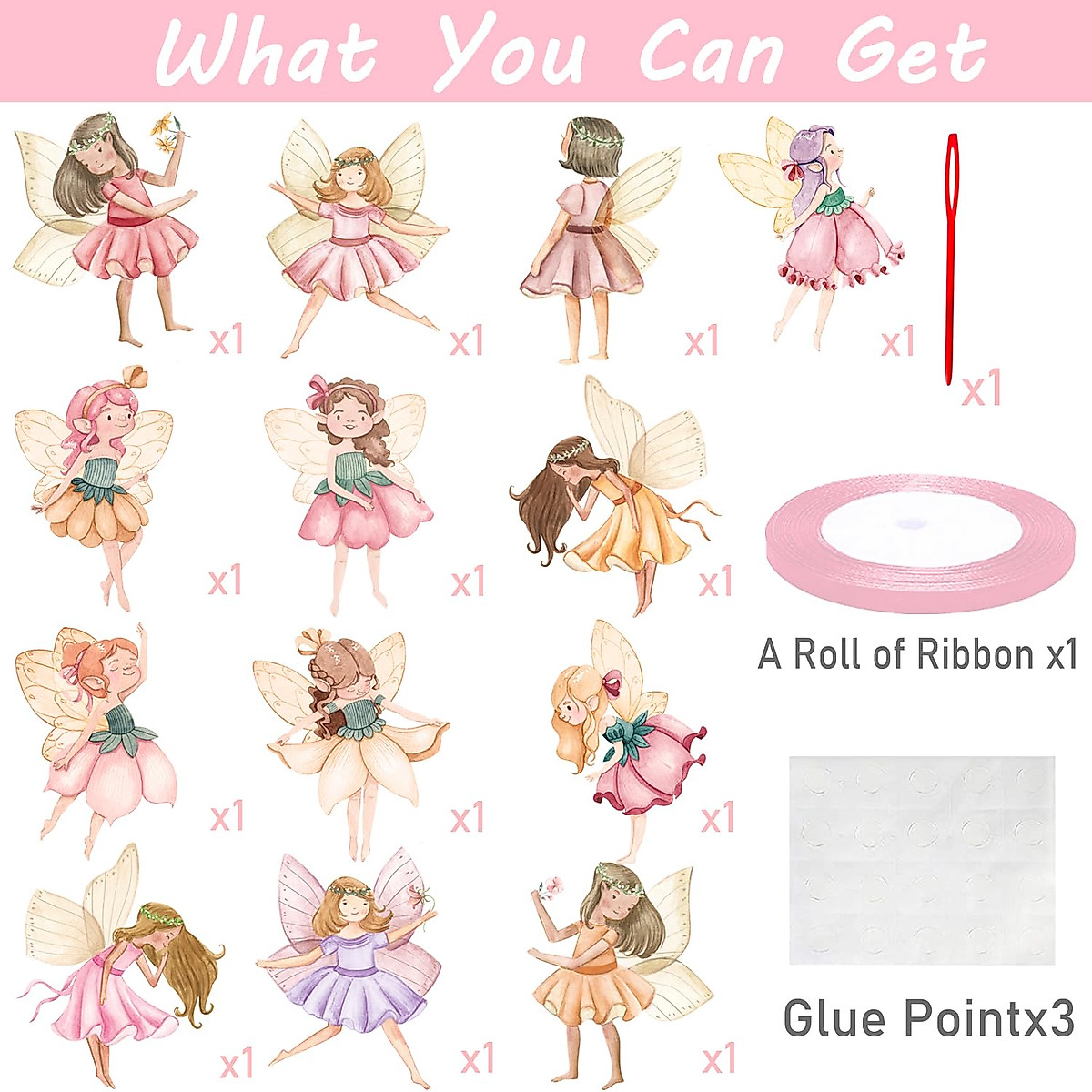 Fairy Party Door Signs Floral Fairies Party Cutout Banner Fairy Hanging Decorations Fairy Garden Birthday Party Banners for Flower Wonderland Baby Shower Supplies