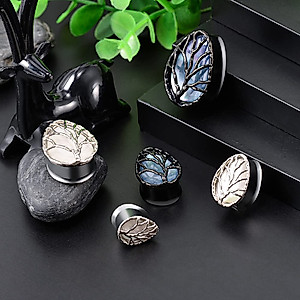 COOEAR Tear Drop Design Stainless Steel Gauges for Ears Lift Tree Natural Seashell Plugs and Tunnels.