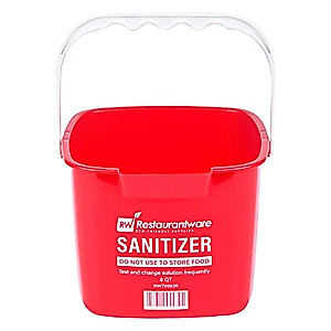 Restaurantware RW Clean 8 Quart Cleaning Bucket 1 Detergent Square Bucket - With Measurements Built-In Spout And Handle Red Plastic Utility Bucket For Home Or Commercial Use