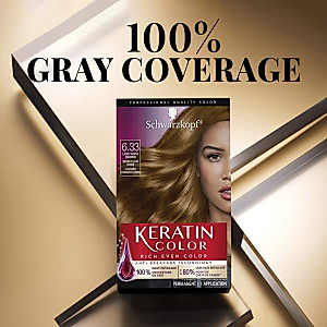 Schwarzkopf Keratin Color Permanent Hair Color Cream, 6.33 Light Golden Brown