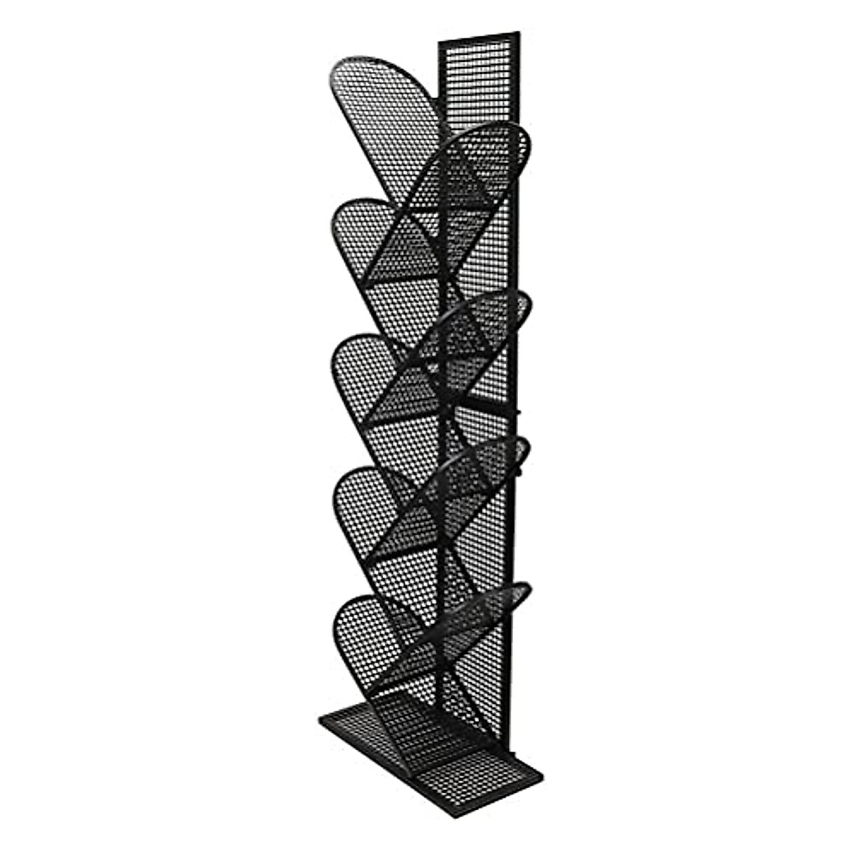 Tall Bookcase Storage Shelf Organizer Bookcase Organizer,Black Metal 9 Tier Corner Bookshelf Tree Bookcase CD Rack Display Large Storage for Bedroom, Living Room