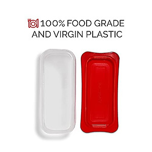 Cover Butter Container - Butter Storage Container with Transparent Lid - Durable Plastic Butter Container for Counter - Plastic Butter Dish with Lid - Covered Butter Dish for Home or Camping (Red)