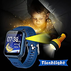 Retysaz Kids Smart Watch,24 Game Smart Watch for Kids, Fashion Smartwatches for Children 3-14 Great Gifts to Girls Boys (Blue)