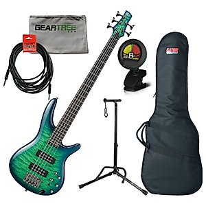 Ibanez SR405EQMSLG SR Standard 5-String Electric Bass Green Burst Gloss w/Geart