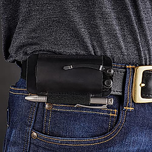 VIPERADE PJ33 Leather Knife Sheaths for Belt, Pocket Knife Holster, Pocket Knife Sheath, Horizontal Leather Knife Belt Holder