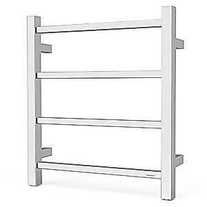 SHARNDY Towel Warmer Polished Chrome for Bathroom Wall Mounted Bath Towel Heater Plug-in Electric Heated Towel Rack Stainless Steel Square 4 Bars Drying Rack ETW13-2A 35W 19.69x17.71x4.33 inches
