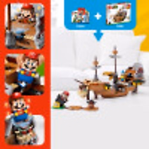 LEGO Super Mario Bowser's Airship 1,152 Piece Building Kit, Unveils Detailed Interior, Includes Kamek, Rocky Wrench, Goomba, POW Block, Cannon Start Pipe, For Ages 8+