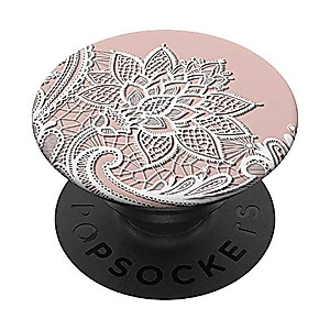Rose Pink Floral Lace Mandala Phone Popper PopSockets Swappable PopGrip