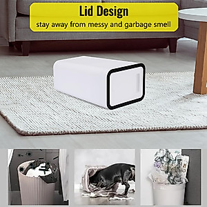 Small Trash Can with Lid, 2 Pack Bathroom Garbage Can Waste Basket with Press Lid, Plastic Trash Bin Dog-Proof for Kitchen, Bedroom, Living Room, Office (4 Gallons / 15L + 2.6 Gallons / 10L, White)